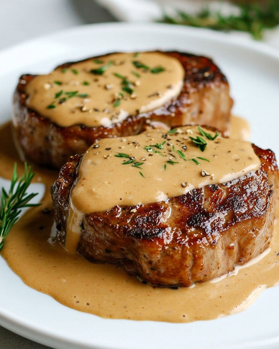 French Seared Steak with Cognac Cream Sauce - Delicious Bites