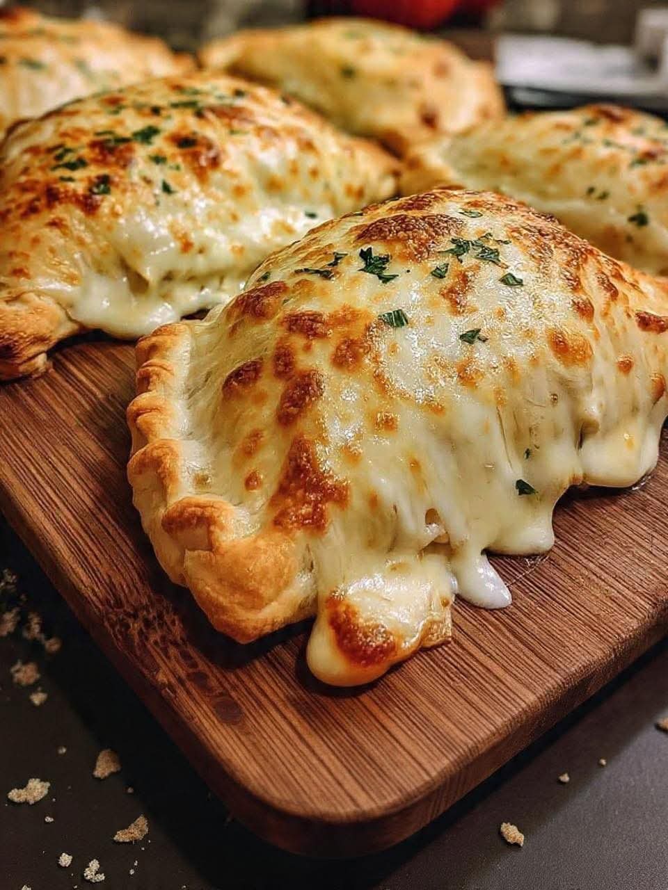 Baked Chicken Alfredo Calzones - Delicious Bites